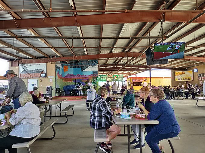 Where food court meets community center &ndash; the beating heart of Arizona Market Place where strangers become friends over shared tables and trading tips.