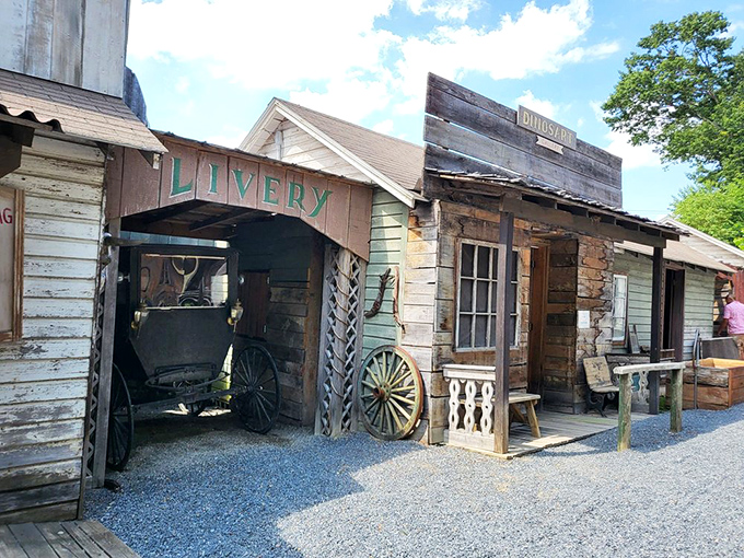 Step back in time at the Old West-inspired livery stable, where horses once rested before dinosaurs complicated everything.