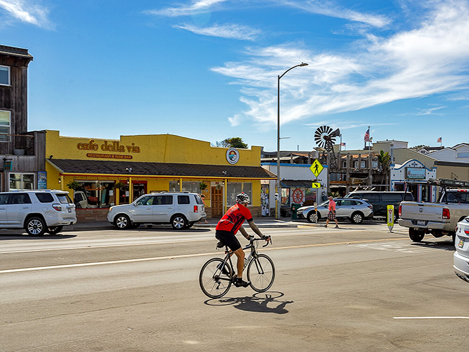 Downtown Cayucos &ndash; where the yellow building isn't just a landmark, it's an invitation to slow down and remember what vacation is supposed to feel like.