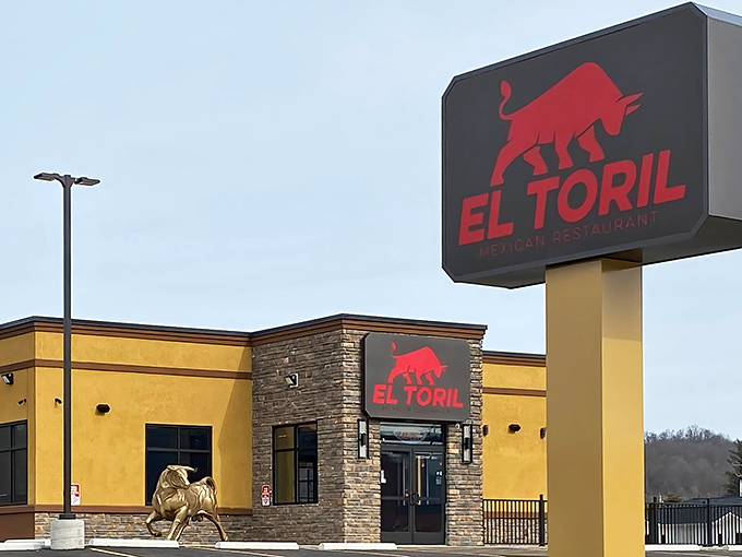 El Toril's bold yellow exterior and striking red bull logo promise authentic Mexican flavors that bring a spicy counterpoint to Ohio River Valley cuisine.