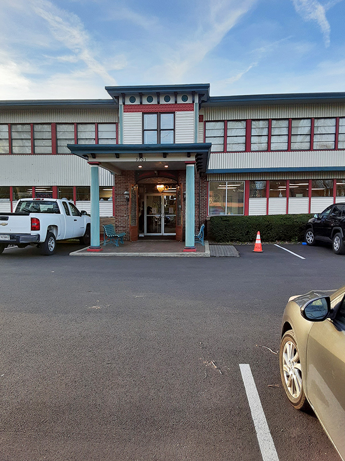 Same building, different lighting, same danger to your wallet. Those columns aren't holding up the roof&mdash;they're supporting your wildest vintage dreams.
