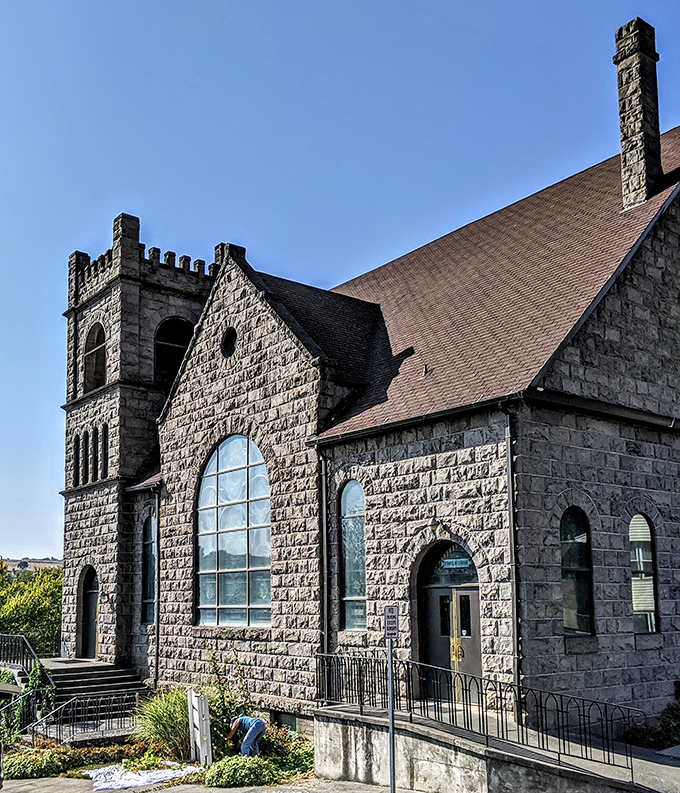 This magnificent stone church could double as a Game of Thrones set. Sacred architecture that's weathered a century of Pendleton prayers and celebrations.