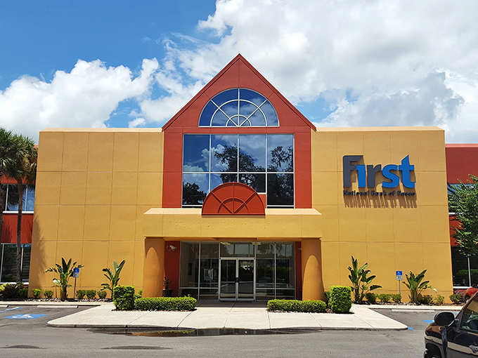 First National Bank's bold architecture makes a statement that says, "Yes, we're in a small town, but we're not thinking small."