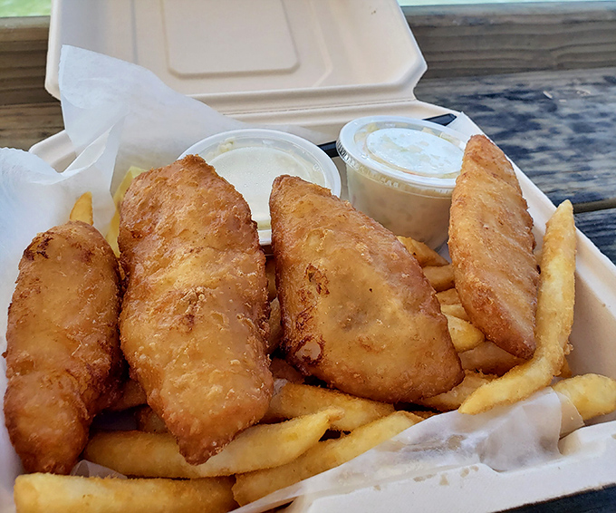 Golden, crispy, and utterly irresistible &ndash; this fish and chips platter is what seafood dreams are made of.
