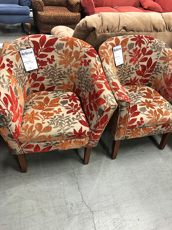 These autumnal armchairs aren't just seating&mdash;they're fall foliage for your living room that won't require raking. Perfect for cozying up with a book or pretending to listen to your spouse.