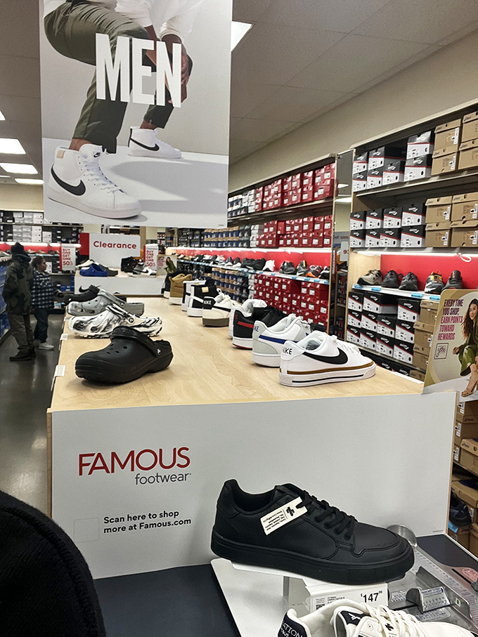 Shoe heaven exists, and it's in Edinburgh, Indiana. Famous Footwear's endless rows of discounted kicks prove that style and savings can happily coexist.
