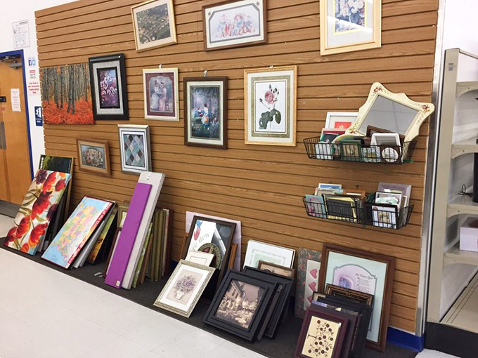 A gallery wall that won't break the bank! These pre-loved frames and artwork transform the thrift store into an impromptu museum of affordable aesthetics.