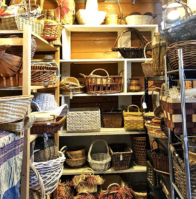 The basket section alone could outfit an army of picnickers or solve your storage woes with woven vessels from around the world.