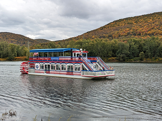 The Hiawatha Paddlewheel Riverboat isn't just transportation&mdash;it's a time machine with a splash of Americana, painted in patriotic pride.