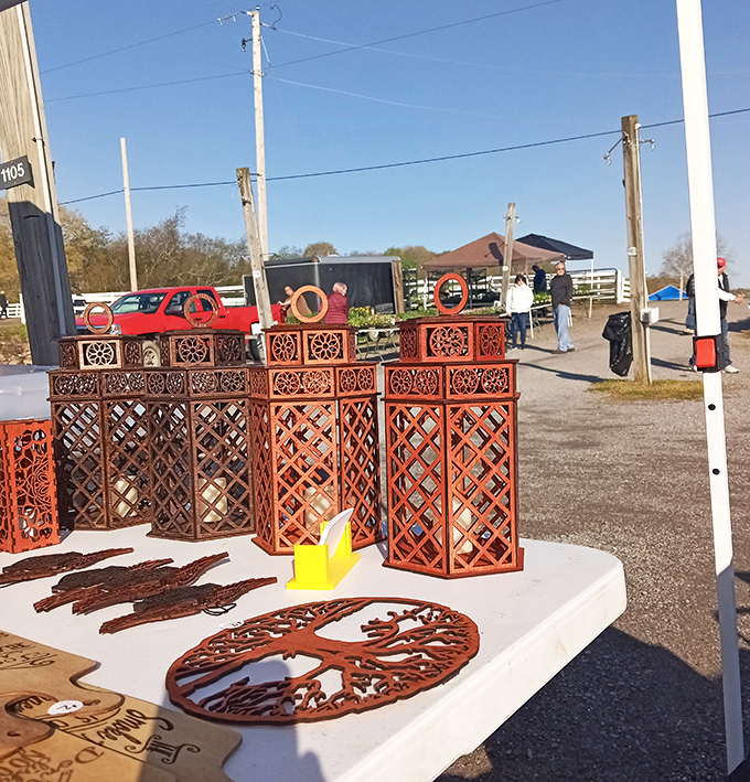 Rustic meets artistic in these handcrafted wooden lattice pieces. The tree of life design speaks to both function and philosophy.