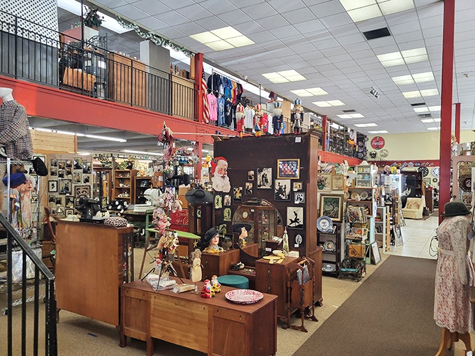Two floors of organized chaos create a treasure hunter's paradise, where vendor booths transform forgotten relics into must-have discoveries.