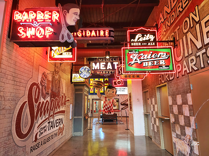 The museum's exterior is its own preview &ndash; that towering welcome figure and classic motel signage create an irresistible time-travel invitation.