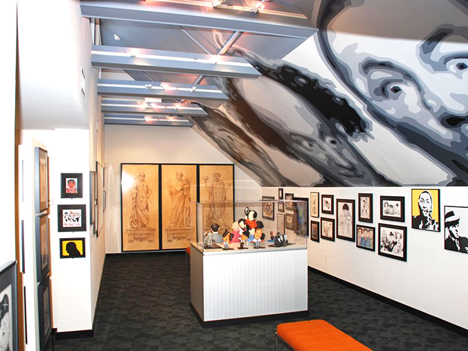Step inside and prepare for sensory overload as the museum's interior walls showcase decades of Three Stooges memorabilia and artwork.
