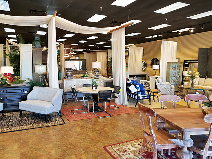 Vignettes create mini living spaces throughout the store, letting you imagine these pieces in your own home.