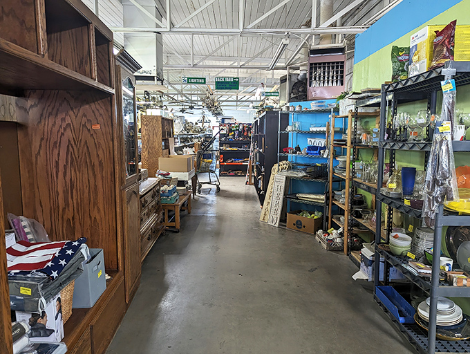 Aisles of possibility! Every shelf and corner holds potential discoveries that could transform your home without emptying your wallet.