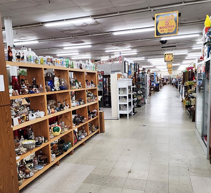 Endless aisles stretch before you, each booth a curated time capsule waiting for the right person.