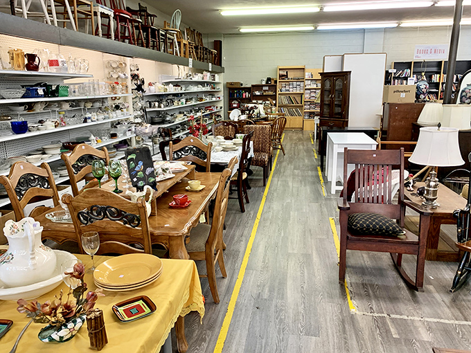 Furniture heaven awaits! This aisle could furnish an entire home office, dining room, and still leave room in your budget for celebratory ice cream.
