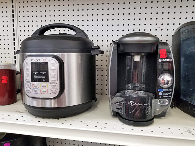 Kitchen technology graveyard or culinary opportunity? These gently-used Instant Pots and coffee makers represent someone's wedding registry overflow, now available at pennies on the dollar.