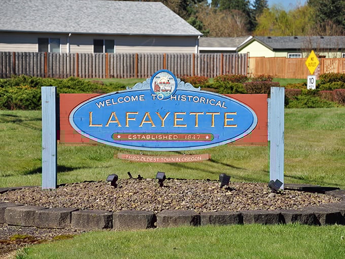 "Third oldest town in Oregon" proclaims Lafayette's welcome sign, a humble brag that belies the outsized character packed into this tiny community.