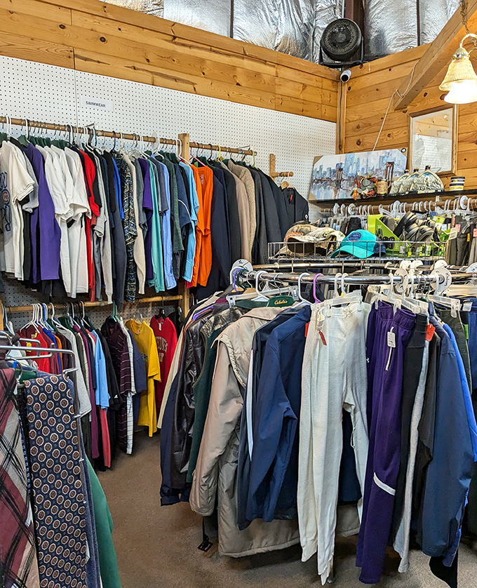 The men's clothing section could outfit you for anything from a fishing trip to a job interview. Wisconsin practicality meets unexpected style.