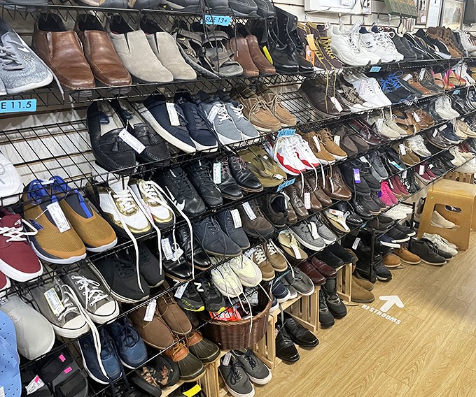 Shoe heaven exists, and it's in Ephrata! This impressive wall of footwear offers everything from practical loafers to statement sneakers at fraction-of-retail prices.