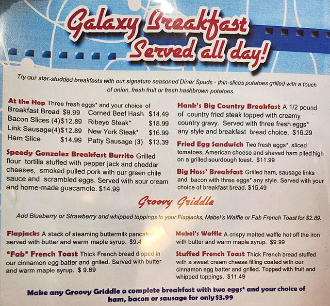 Breakfast served all day? Now that's a policy I can get behind. Their menu reads like a love letter to American comfort food.