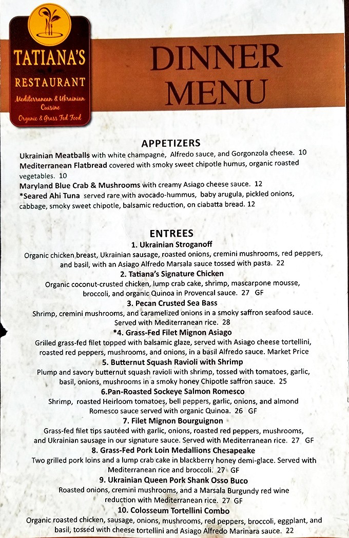 A menu that reads like a culinary love letter&mdash;Ukrainian comfort meets Mediterranean flair with every thoughtfully crafted dish.