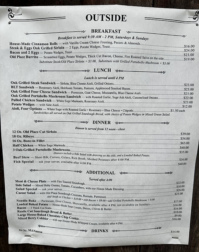 This isn't just a menu&mdash;it's a declaration of culinary intent. Simple, hearty fare with no pretension, just promise.