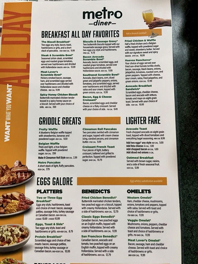 The breakfast menu reads like a love letter to morning indulgence. Decisions this difficult should come with a therapist on standby.