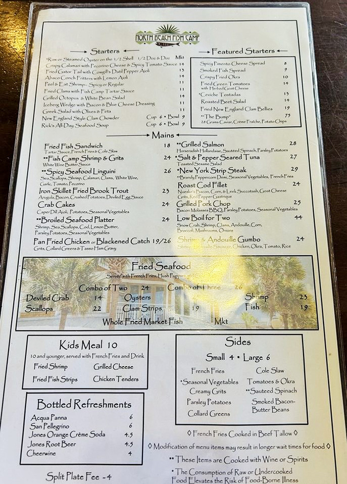 This menu isn't just a list&mdash;it's a maritime treasure map where X marks the spot for those legendary crab cakes.