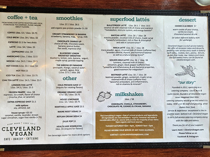 This menu isn't just a list of food&mdash;it's a manifesto proving that "vegan" and "bland" don't belong in the same sentence. The superfood lattes alone are worth crossing state lines for.