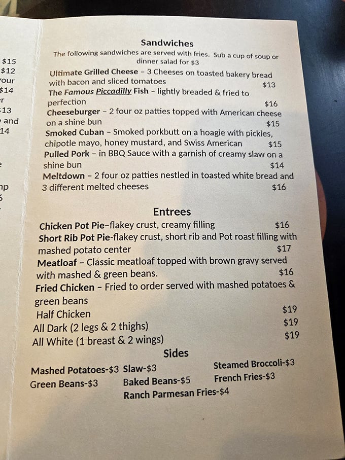 A menu that reads like a greatest hits album of American comfort classics.