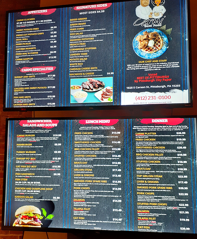 A menu that reads like a love letter to Southern cuisine &ndash; each item promising the kind of satisfaction that makes you want to hug the chef.