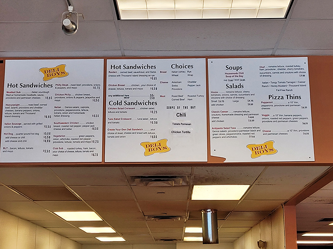 The menu board at Deli Boys doesn't need fancy fonts or clever names&mdash;just straightforward sandwich perfection waiting to be discovered.