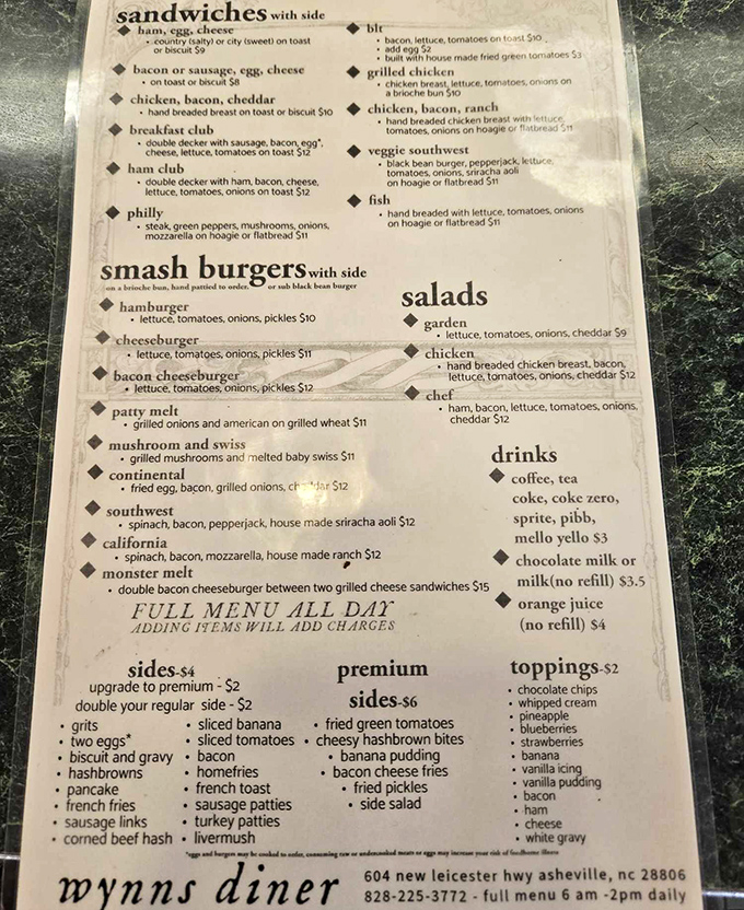 This menu isn't just a list of food&mdash;it's a roadmap to happiness. The "Monster Melt" isn't just a sandwich; it's a commitment.