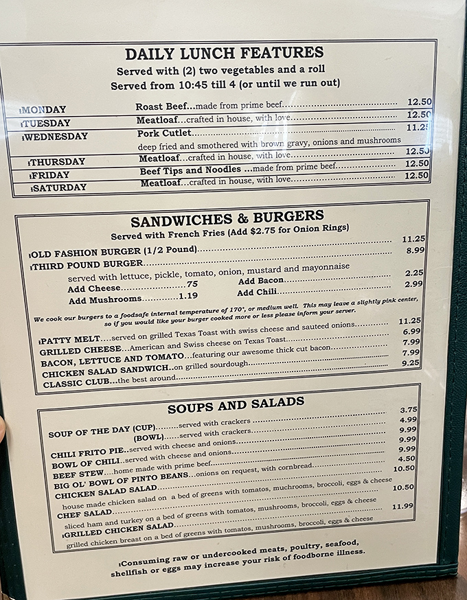 This menu isn't just a list of food&mdash;it's a love letter to Texas comfort cuisine, with daily specials "crafted with love."