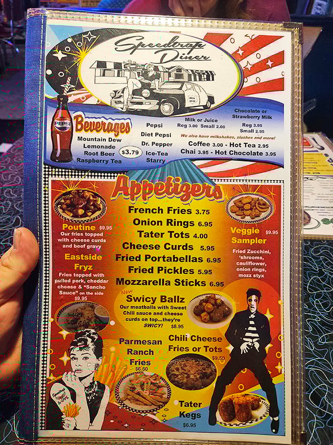 This isn't just a menu&mdash;it's a roadmap to happiness. From "Swicy Ballz" to classic shakes, the Speedtrap's offerings promise a delicious detour from your diet plans.