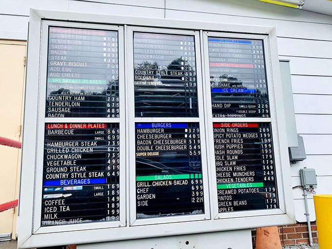 The menu board tells a story of Southern comfort &ndash; no fancy descriptions needed when the food speaks this eloquently.