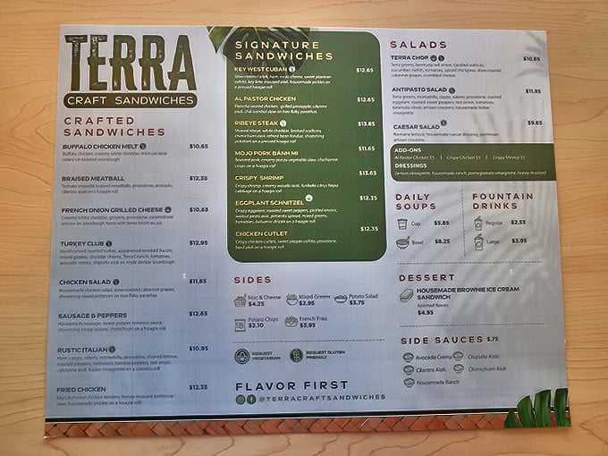 The menu reads like a love letter to sandwich possibilities &ndash; each option promising a different path to deliciousness.