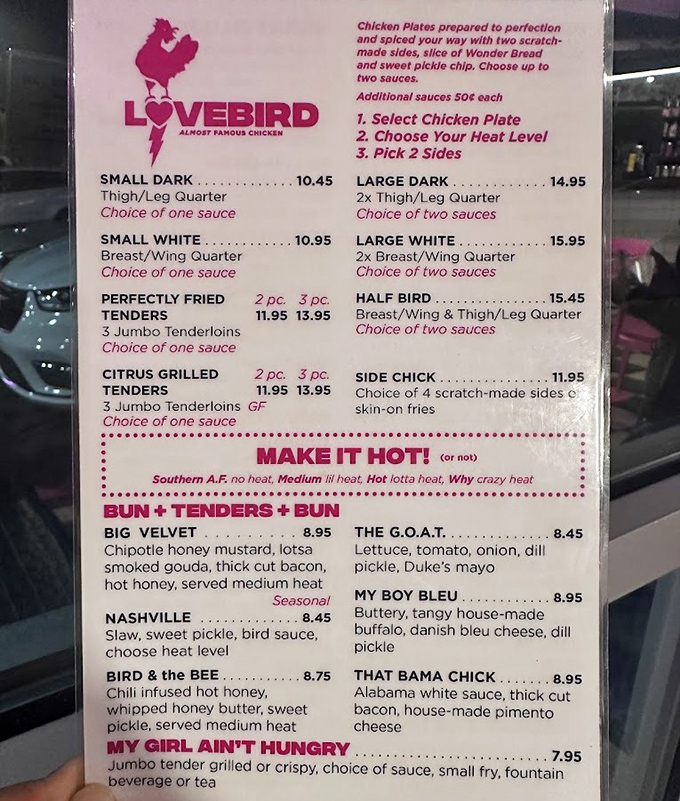 The menu reads like chicken poetry &ndash; from "Southern A.F." to "Why Crazy Heat," each option promises a journey from comfort to culinary adventure. 