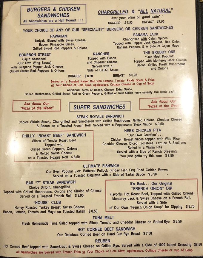The menu reads like a love letter to comfort food classics – each sandwich description a haiku of potential satisfaction.