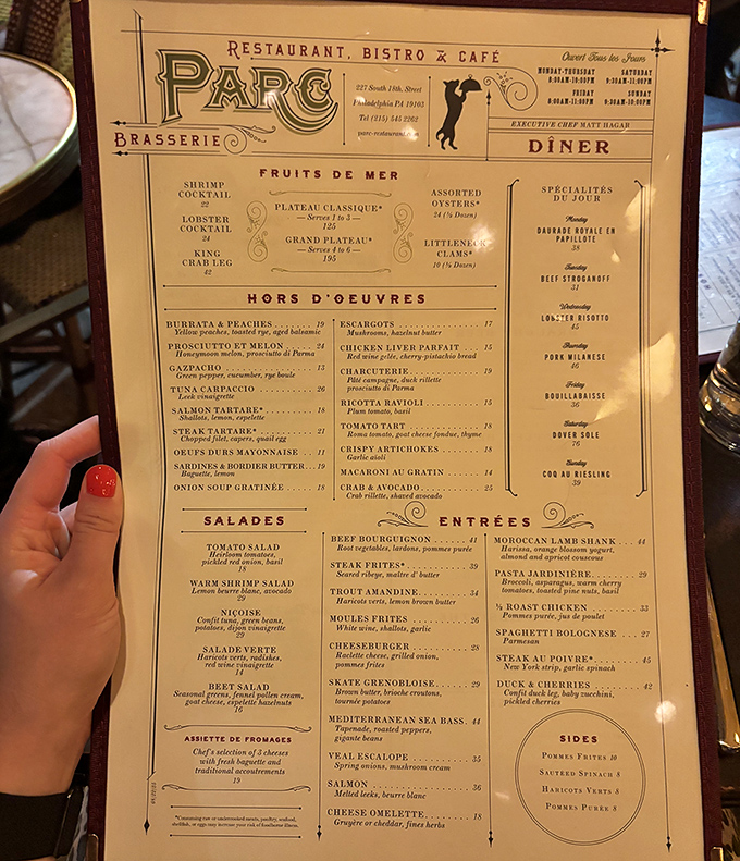 A menu that reads like a love letter to French cuisine. Each item isn't just food&mdash;it's an invitation to experience generations of culinary tradition.