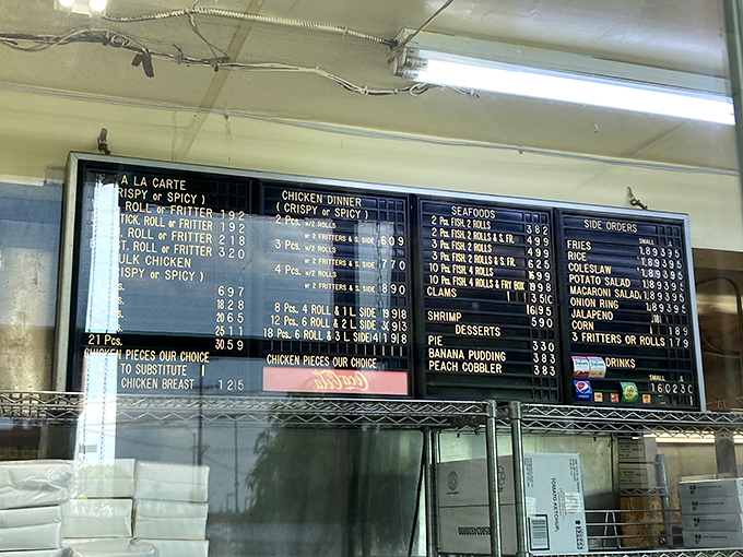 This menu board tells a delicious story in numbers and words. The suspense builds with each option&mdash;crispy or spicy?