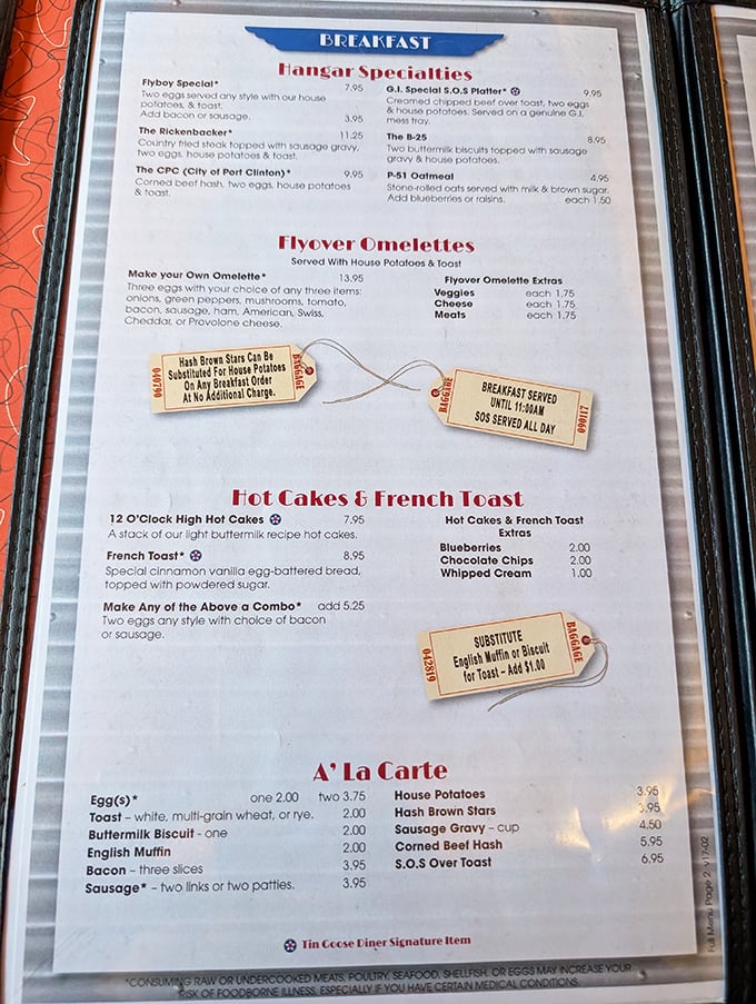 The breakfast menu reads like a love letter to morning indulgence, with aviation-themed specialties that'll make your taste buds soar higher than the namesake aircraft.