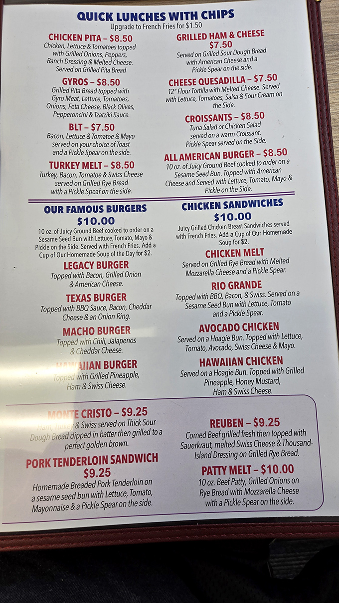 The menu reads like a love letter to American comfort food. Decisions, decisions&mdash;though you can't go wrong with anything that includes the word "famous."