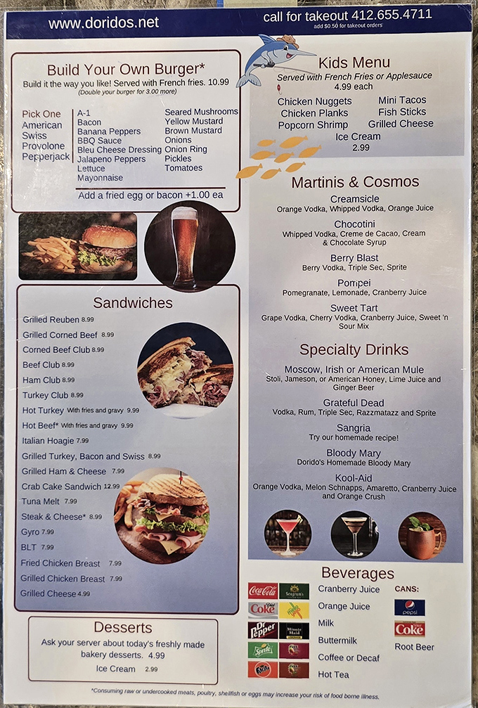 The menu reads like a love letter to comfort food classics, with that legendary fish sandwich hiding among an impressive array of options.