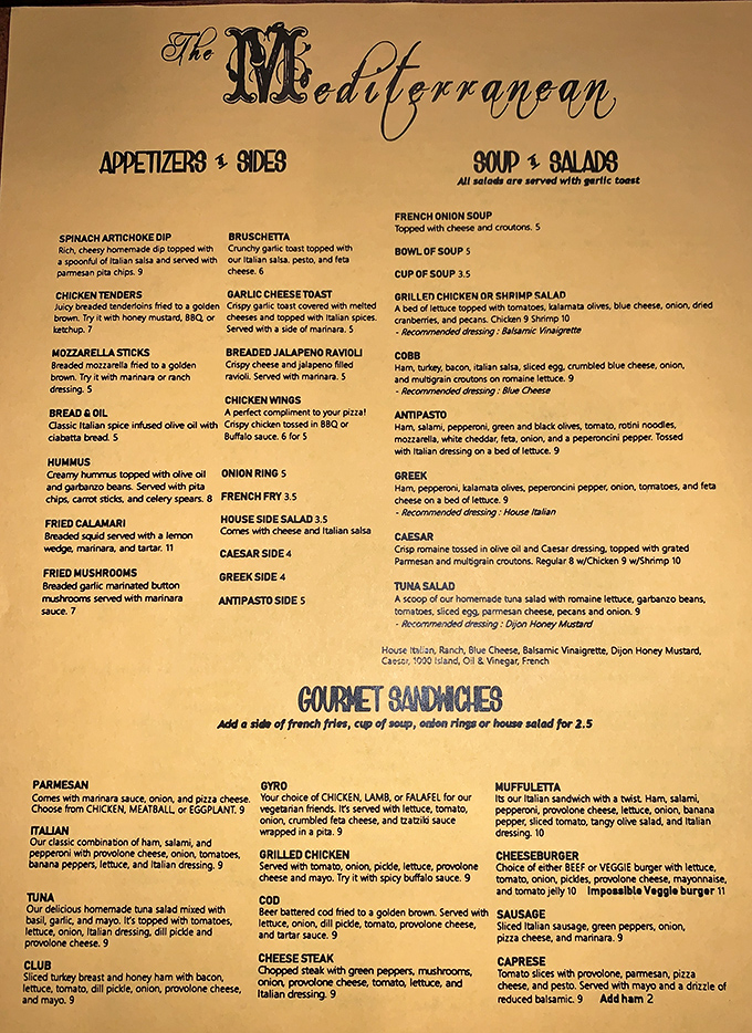 The menu reads like a love letter to Mediterranean cuisine, with each description promising a flavor adventure worth embarking on.