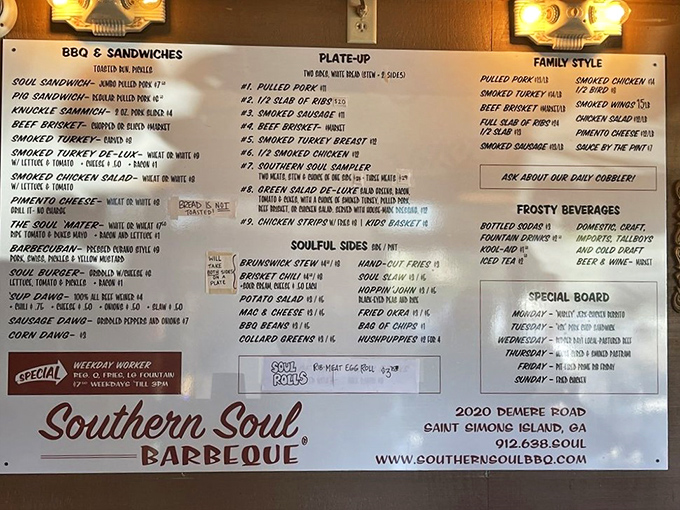 The menu board – a sacred text of smoked meat scripture that's been known to bring grown adults to tears of anticipation.