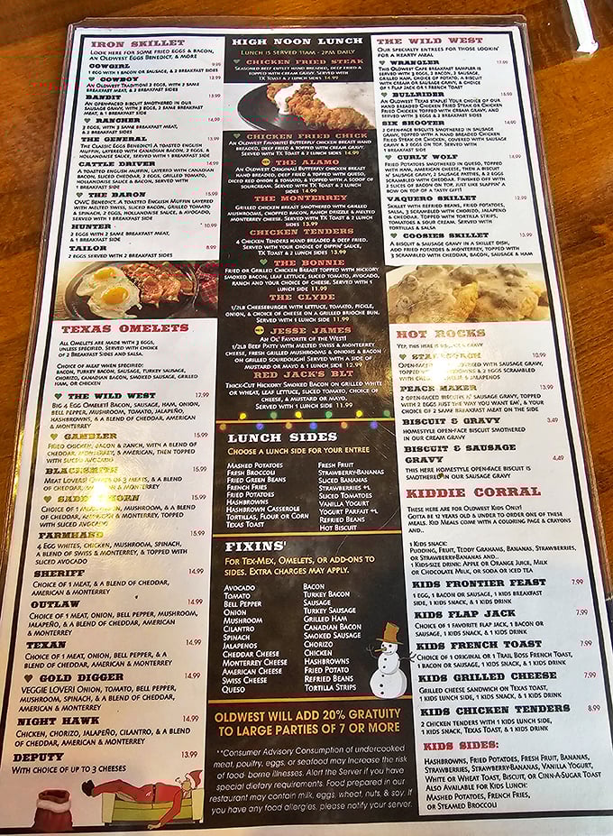 The menu reads like a love letter to comfort food&mdash;extensive without being overwhelming, with clever names that hint at the Texas-sized flavors awaiting you.