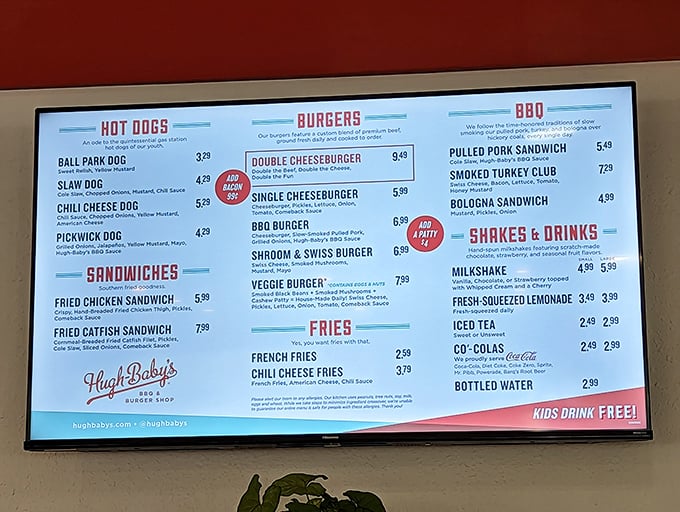 A menu board that cuts right to the chase: burgers, BBQ, and that legendary bologna sandwich&mdash;no fancy descriptions needed when the food speaks this loudly.